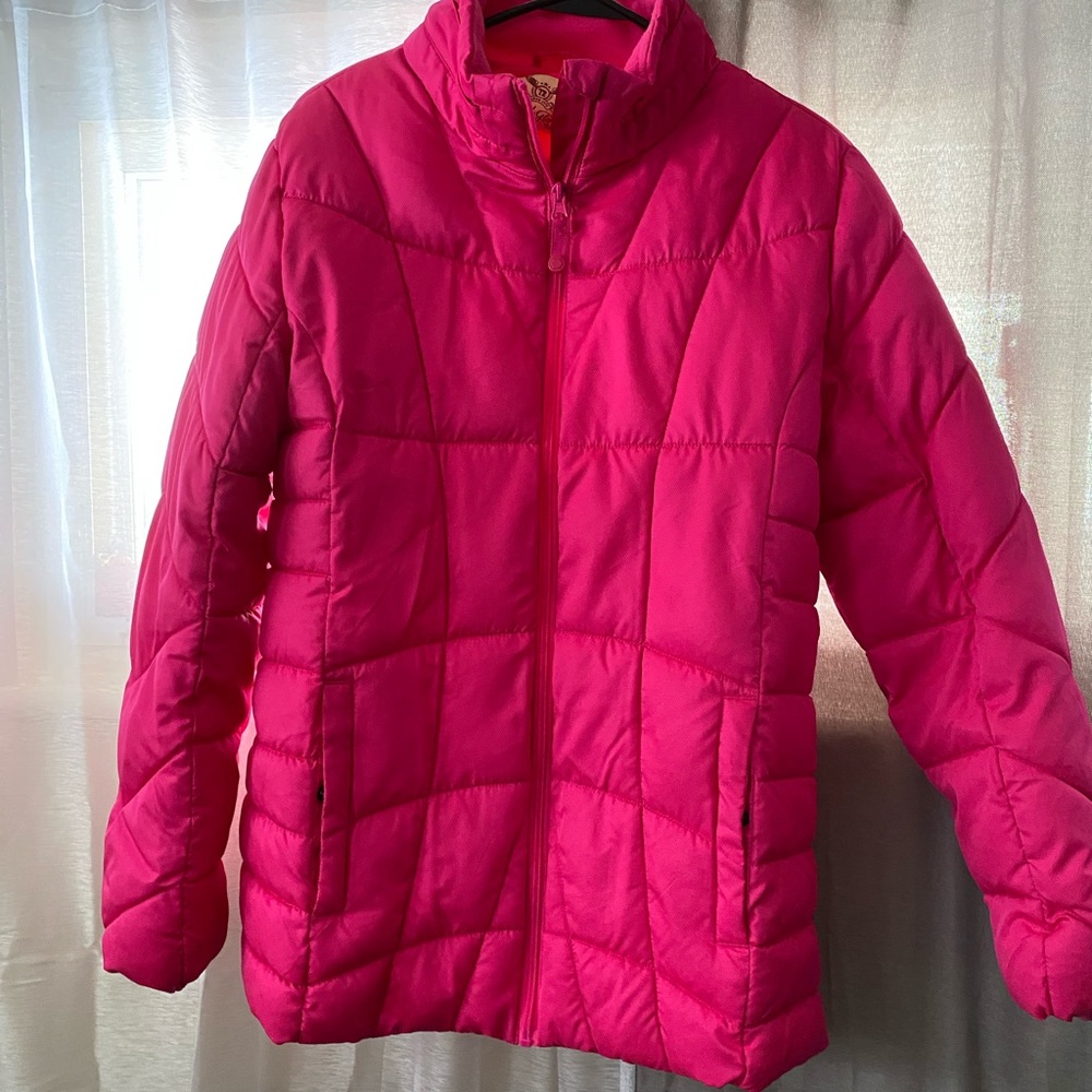 Neon Pink Puffer Coat - Gem